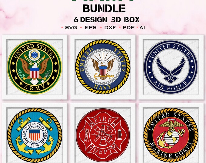 Bundle United States Army Shadow Box Svg,states Army 3D Box,eagle ...