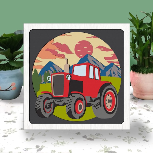 Tractor Cutting Shadow Box - Etsy