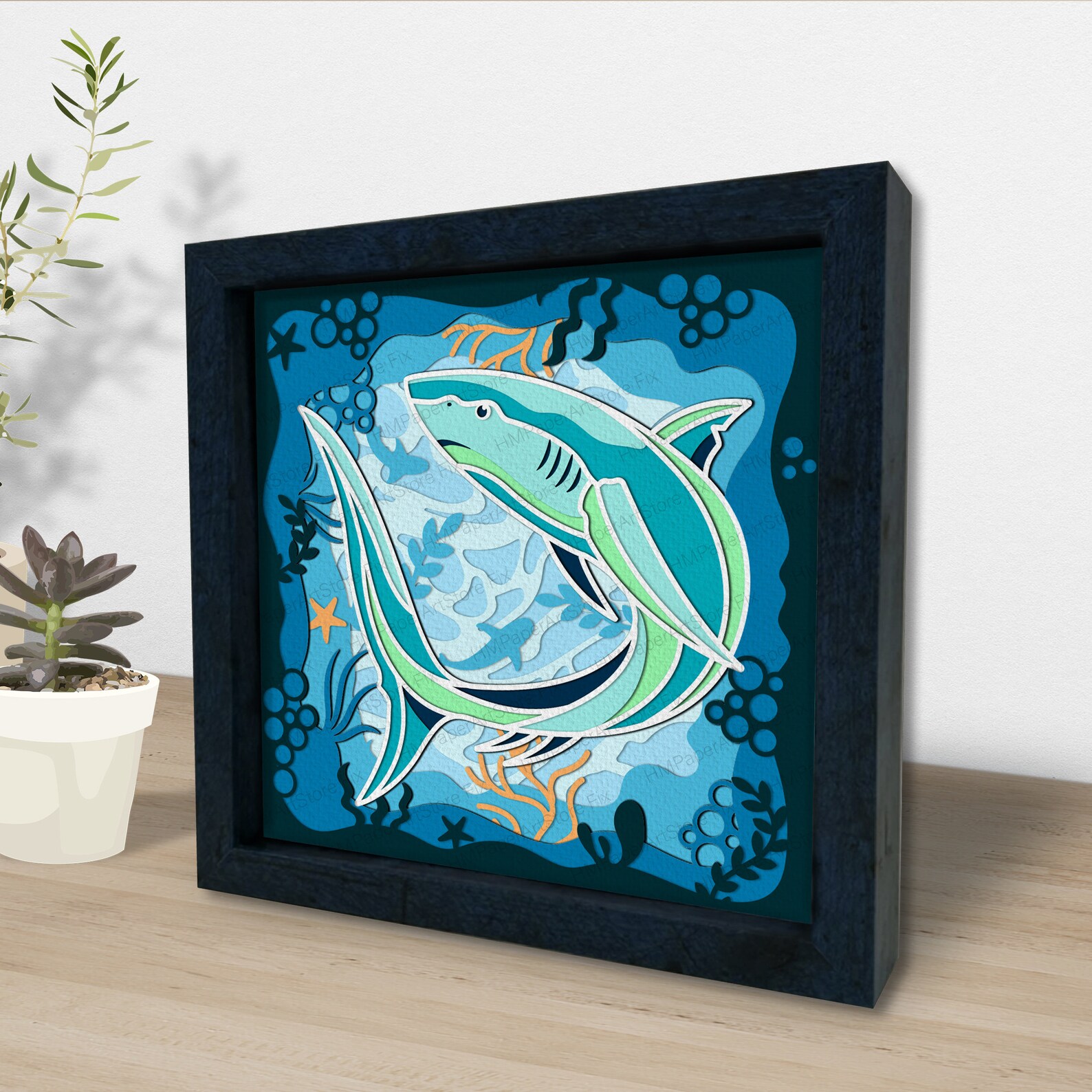 Thresher Shark Shadow Box Svg, Thresher Shark 3D Box, Thresher Shark ...