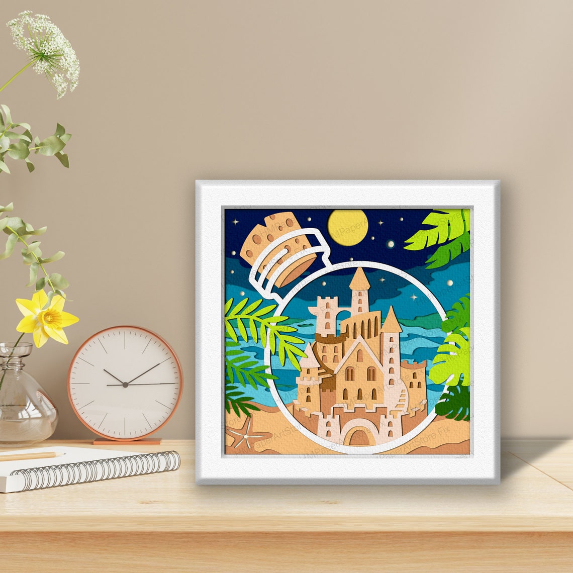 Mason Sand Castle Shadow Box Svg, Castle 3D Box, Sand Castle 3D Svg ...