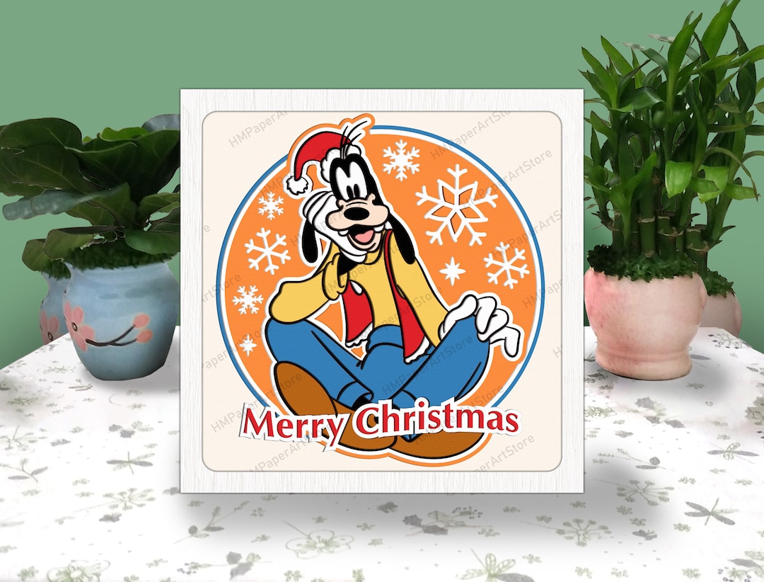 Goofy Christmas 3D Box Paper Cut, Goofy Christmas Light Box Svg ...