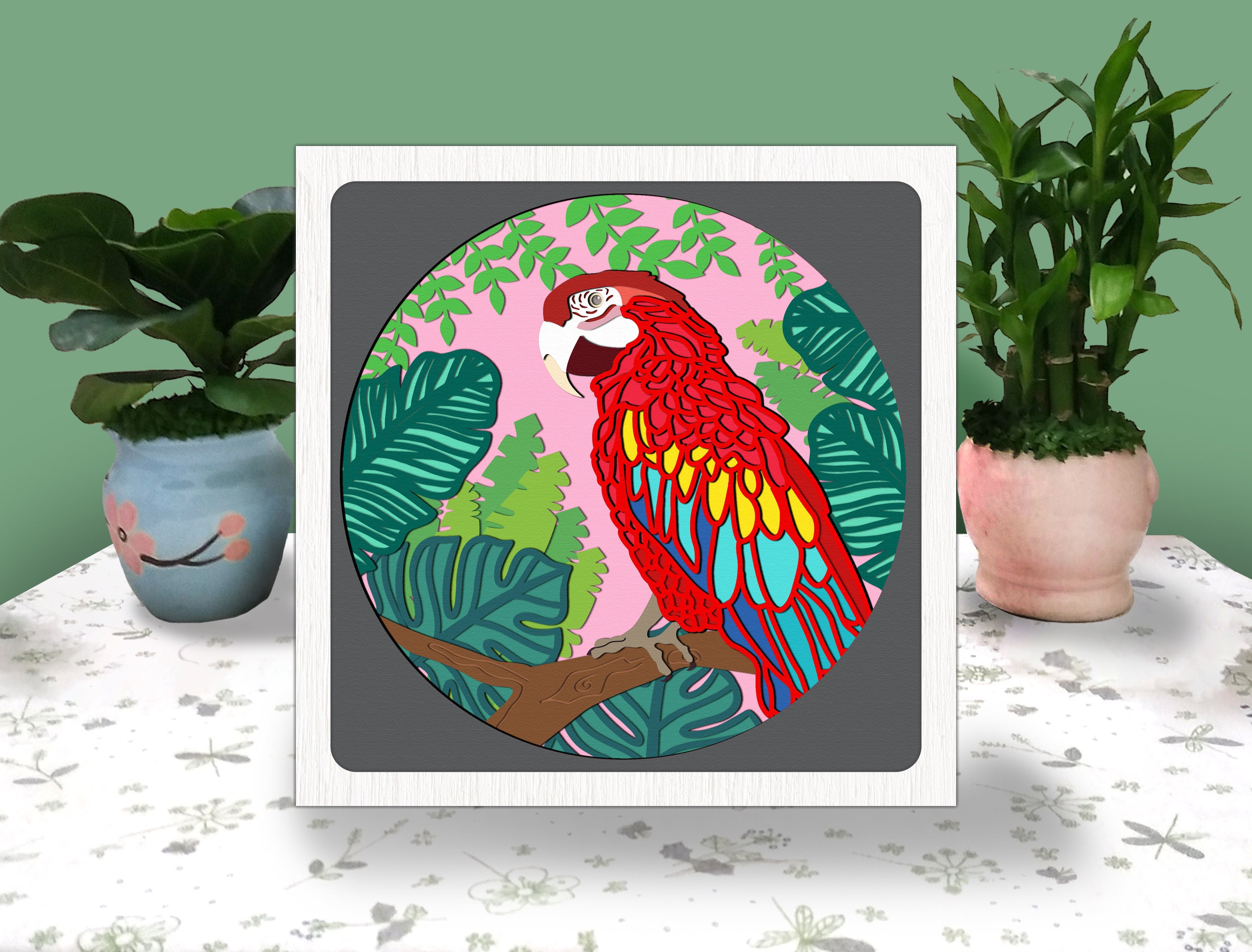 PARROT 3D Box Paper Cut Light Box Svg Parrot Shadow Box Svg - Etsy ...