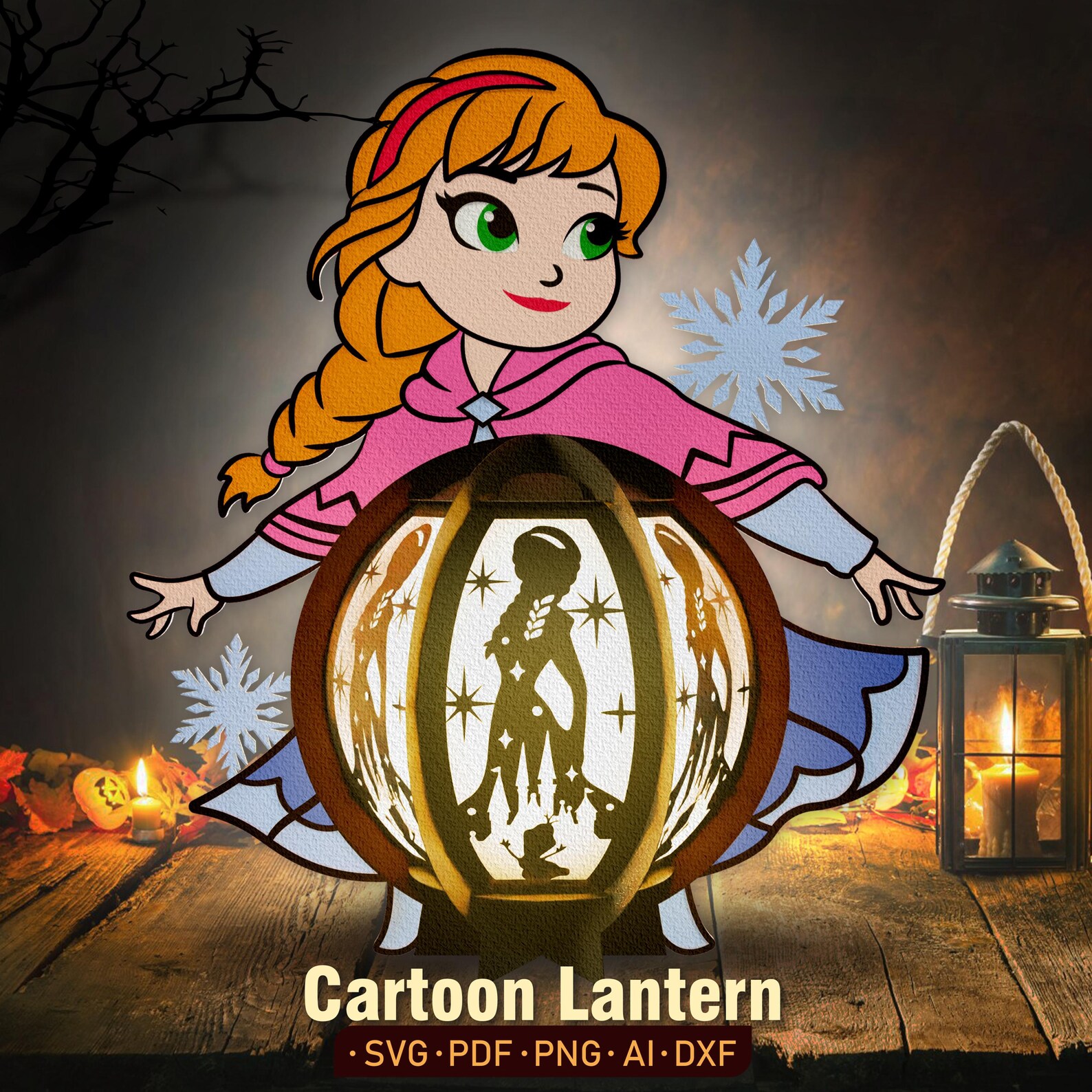 Bundle Cartoon Character Lantern SVG for Cricut,princess Lantern Svg ...