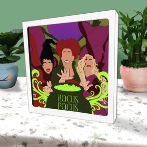 Hocus Pocus Halloween 3D Box, Witch Shadow Box Svg, Hocus Pocus Box ...