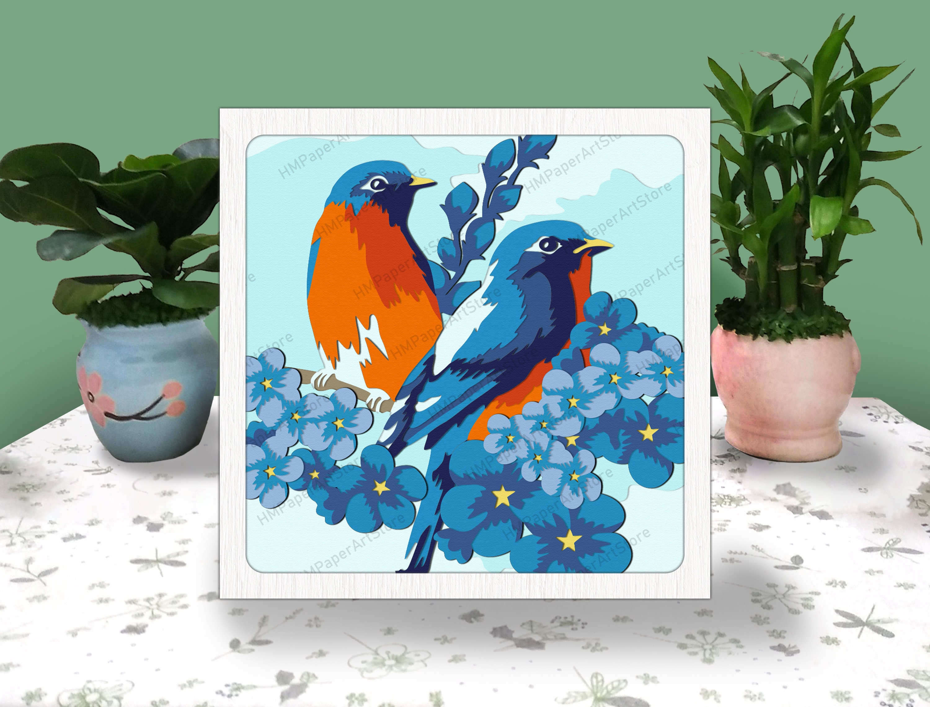 Blue Bird 3D Box, Blue Bird Shadow Box Svg, Cricut File, Cutting Cricut ...