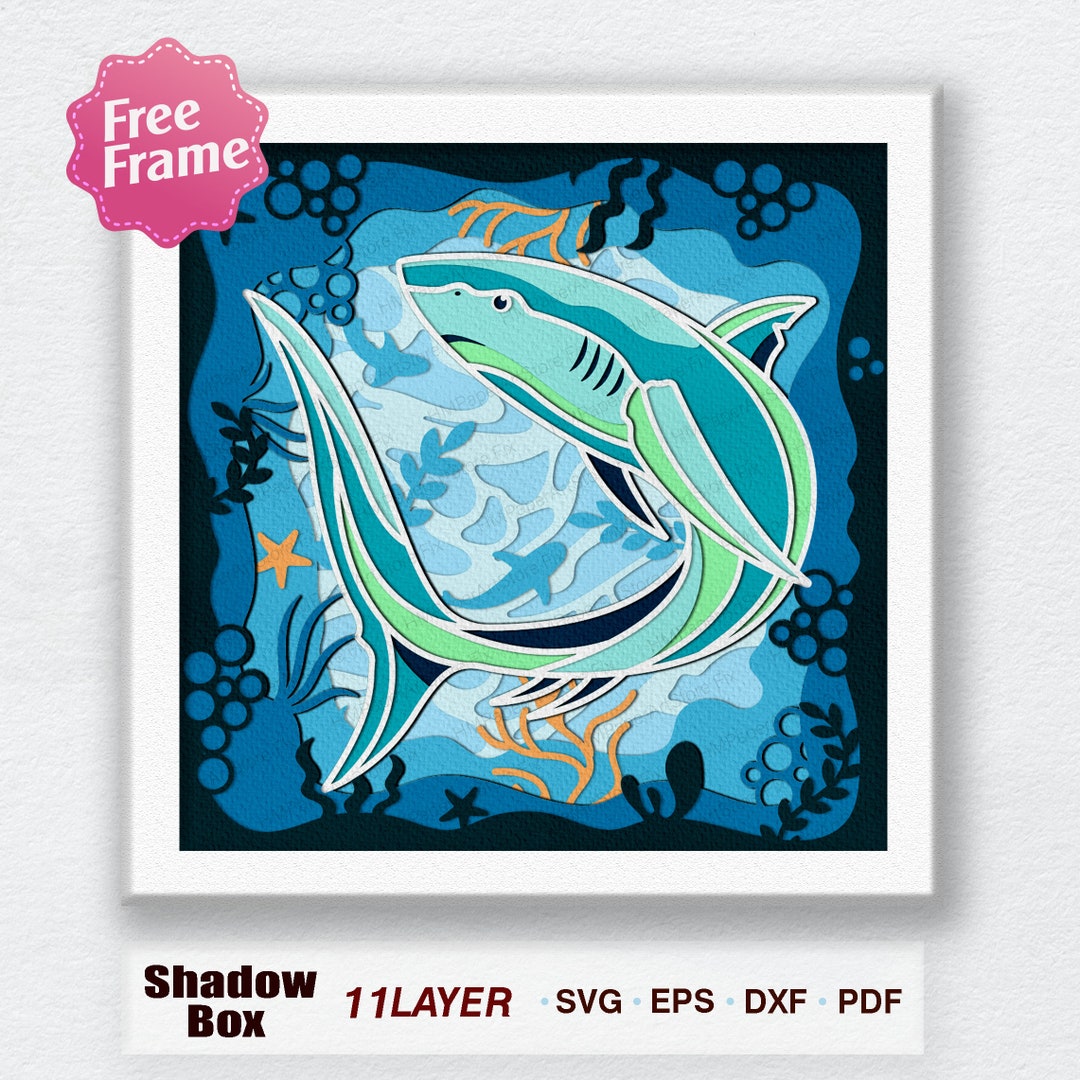 Thresher Shark Shadow Box Svg, Thresher Shark 3D Box, Thresher Shark ...