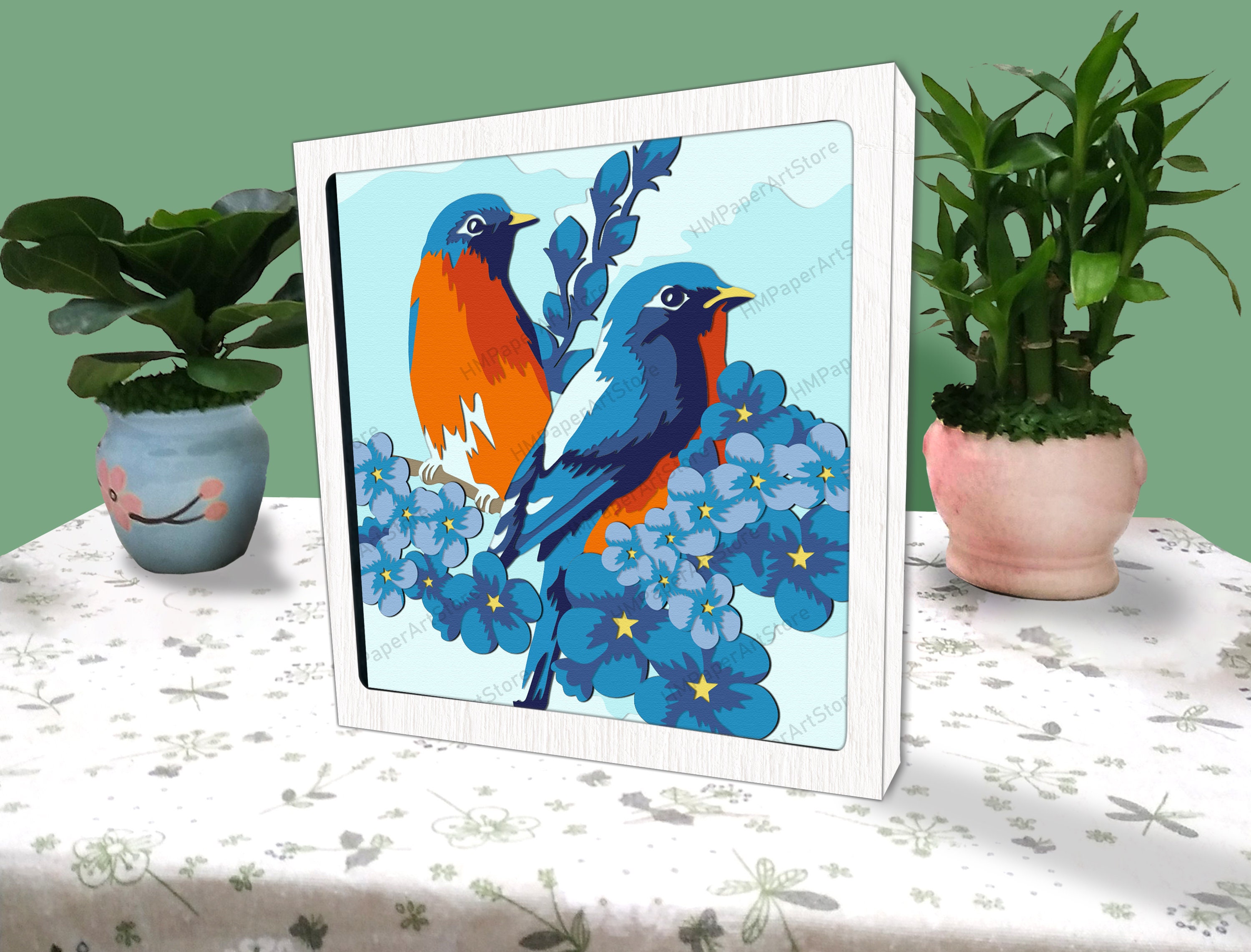 Blue Bird 3D Box, Blue Bird Shadow Box Svg, Cricut File, Cutting Cricut ...