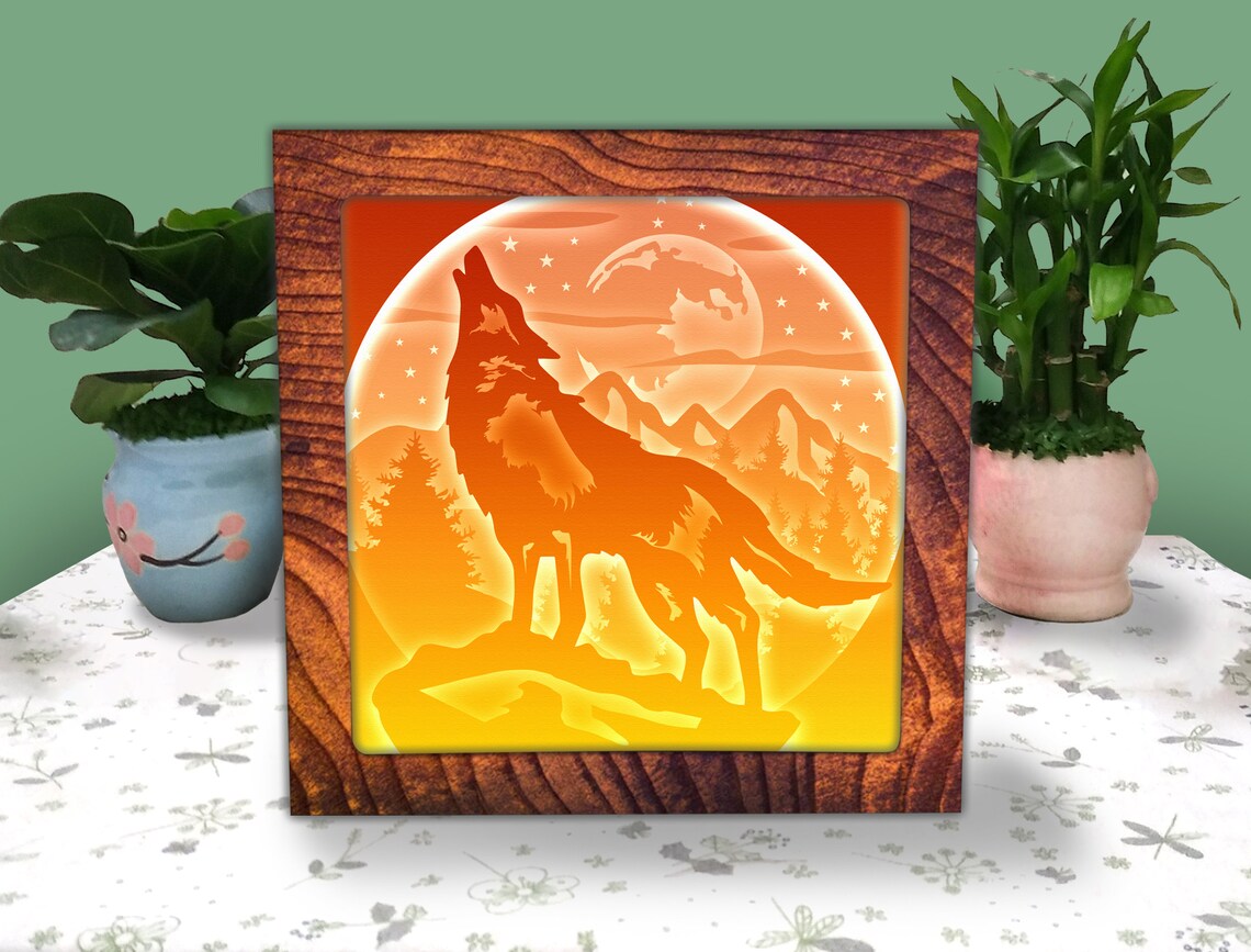 Wolf Paper Cut Light Box SVG Wolf Shadow Box SVG Cricut File - Etsy
