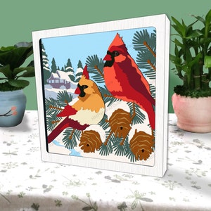 Cardinal Bird 3D Box, Cardinal Shadow Box Svg, for Cricut File ...