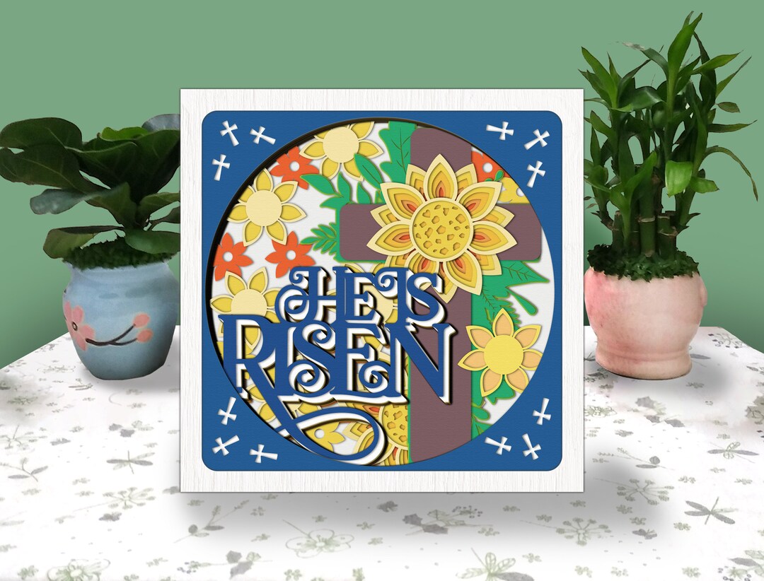 He is Risen 3D Box Paper Cut Light Box Svg Easter Day Shadow - Etsy