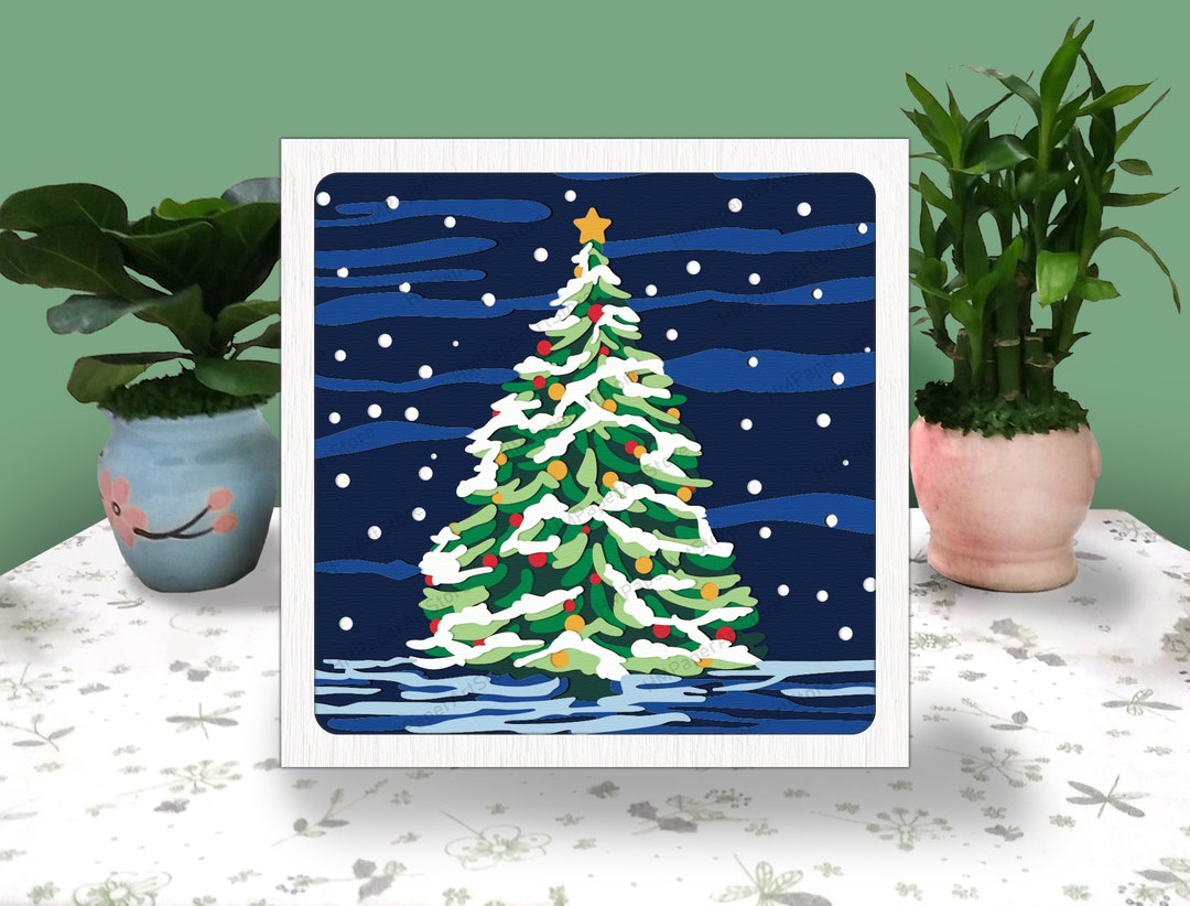 Christmas Tree 3D Box Paper Cut, Christmas Tree Light Box Svg, Xmas ...