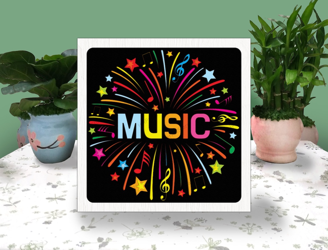 Love Music 3D Box Paper Cut, Love Music Light Box Svg, Love Music ...
