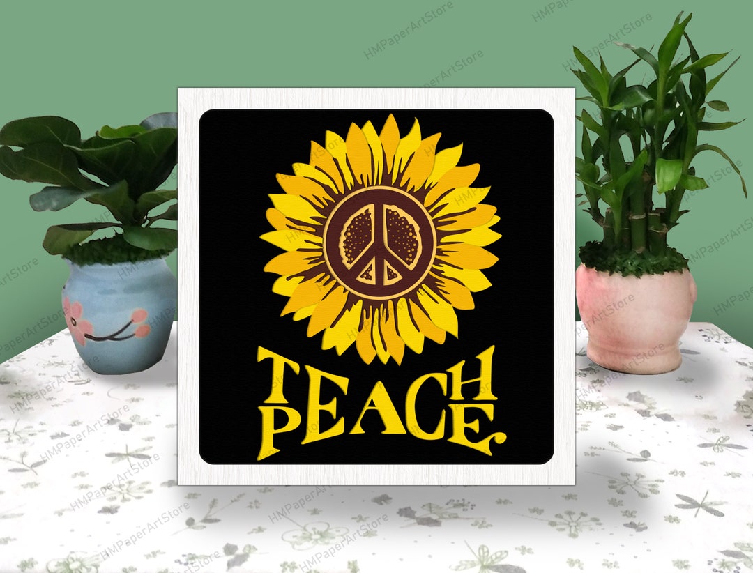 Peace Sign 3D Box Paper Cut, Peace Sign Light Box Svg, Peace Sign ...