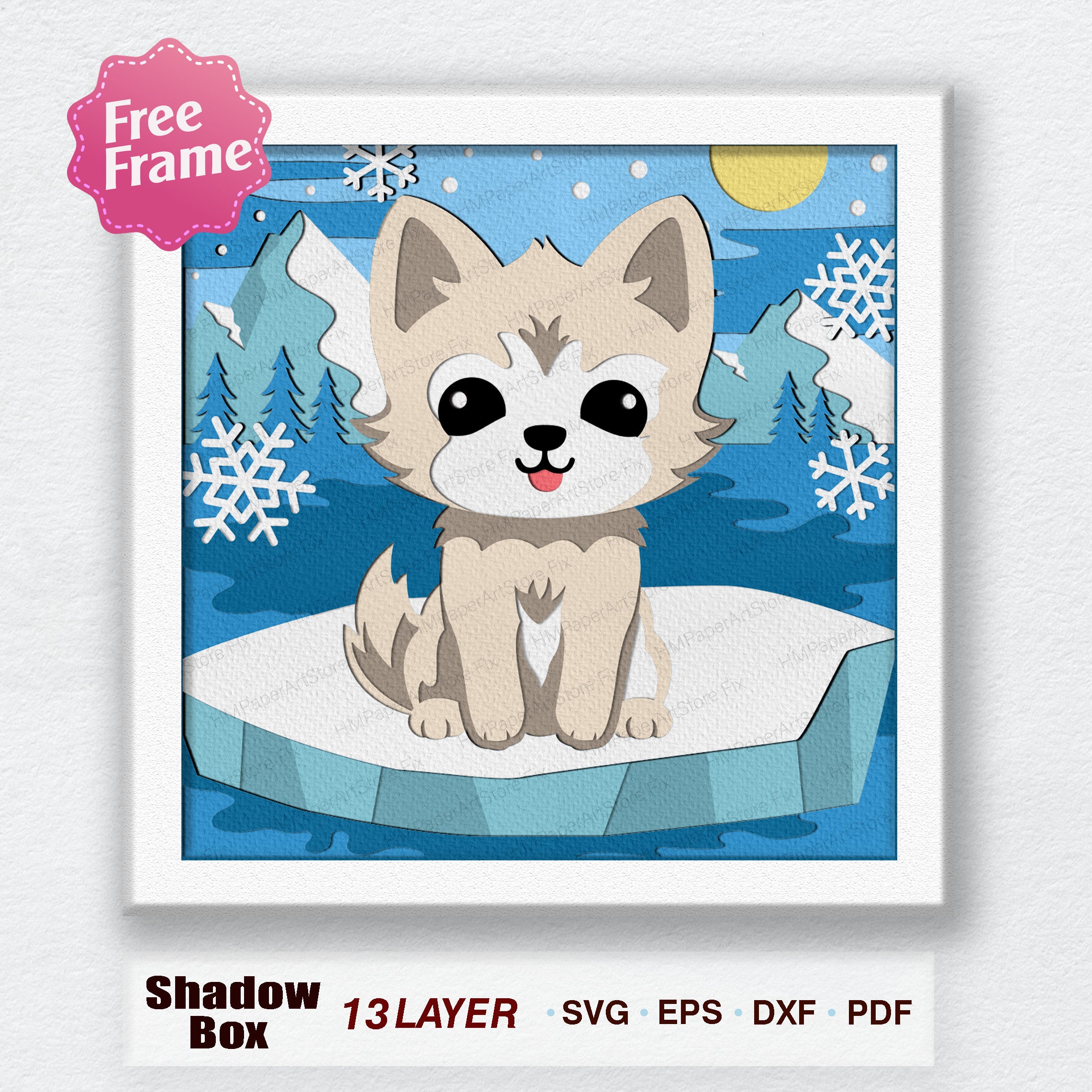 Arctic Wolf Shadow Box Svg, Arctic Wolf Svg, Arctic Wolf Light Box Svg ...