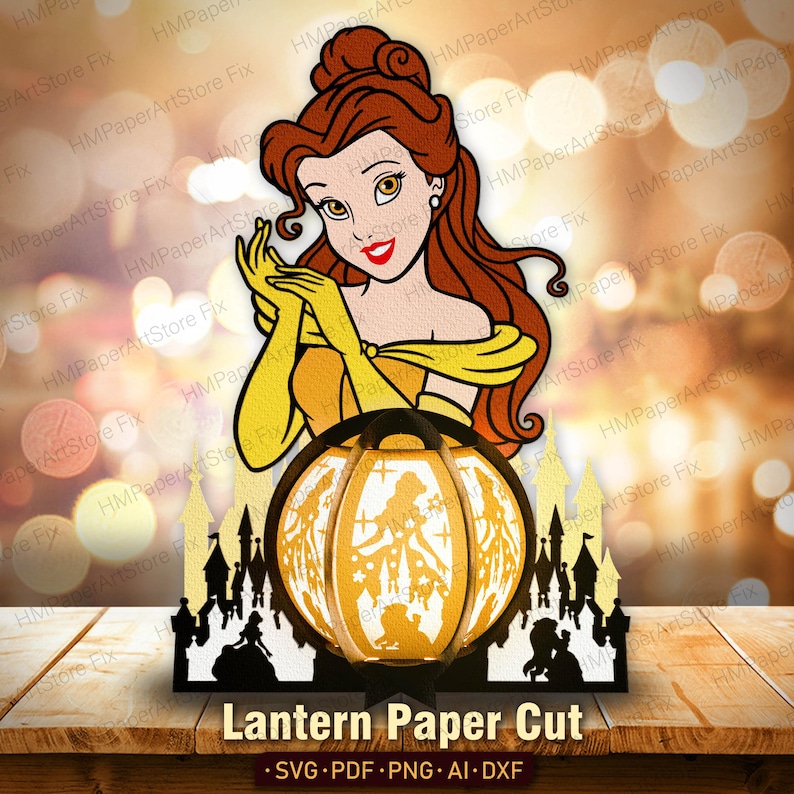 Bundle Princess Lantern Paper Cut File | Princess Lantern Cartoon ...
