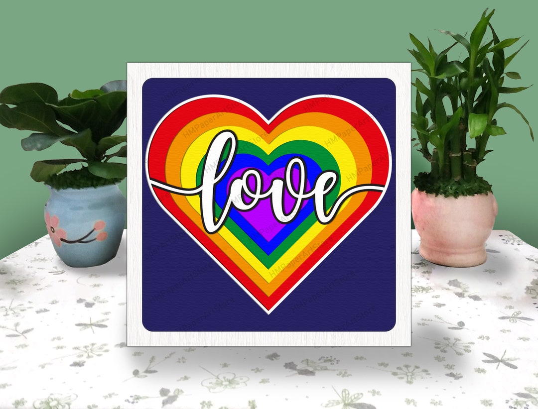 Love is Love 3D Box Paper Cut LGBTQ Pride Light Box Svg, Shadow Box Svg ...
