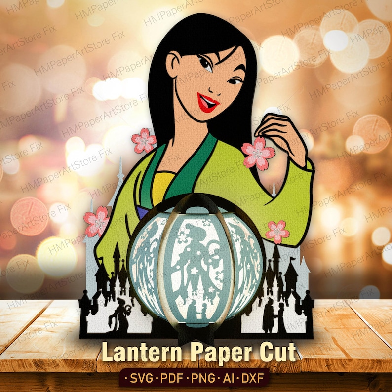 Bundle Princess Lantern Paper Cut File | Princess Lantern Cartoon ...