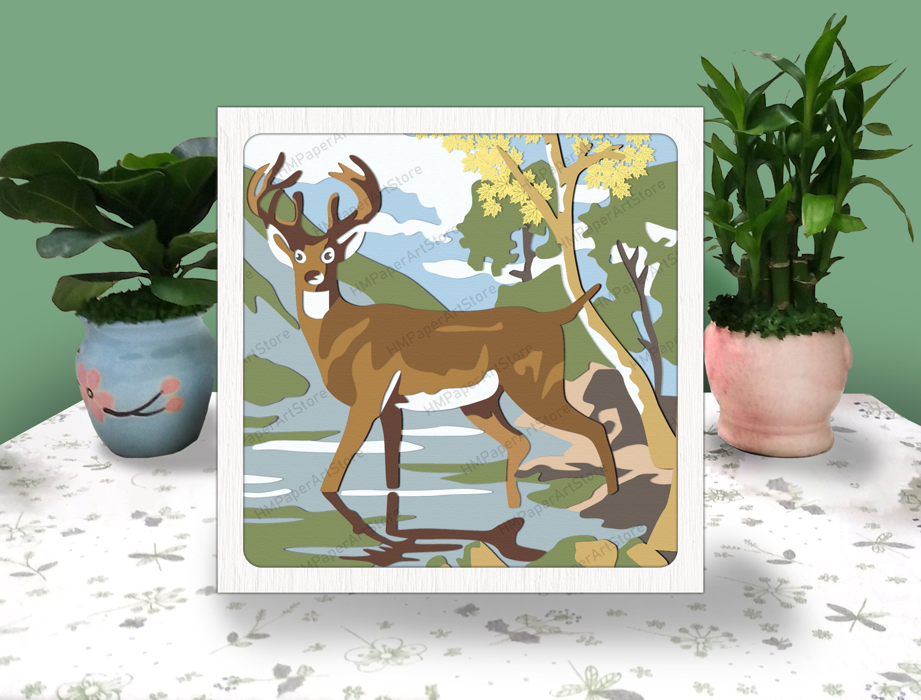 DEER 3D Box, Deer Svg, Deer Shadow Box Svg, Cricut File, Cutting Cricut ...