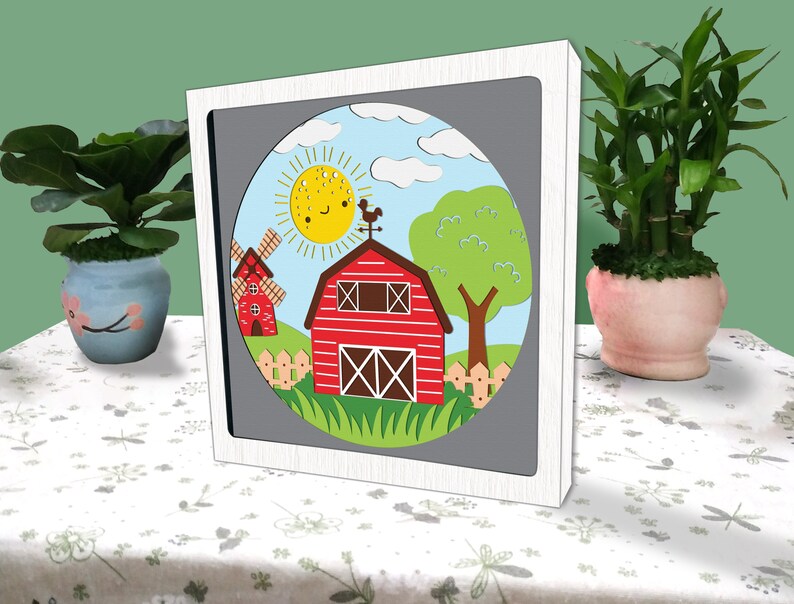 Farm House 3D Box Paper Cut Light Box Svg Farm House Shadow - Etsy