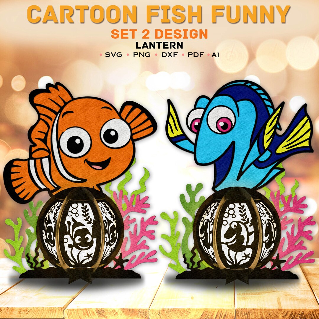 Cartoon Fish Lantern SVG | Children's Room Decoration Finding Nemo ...