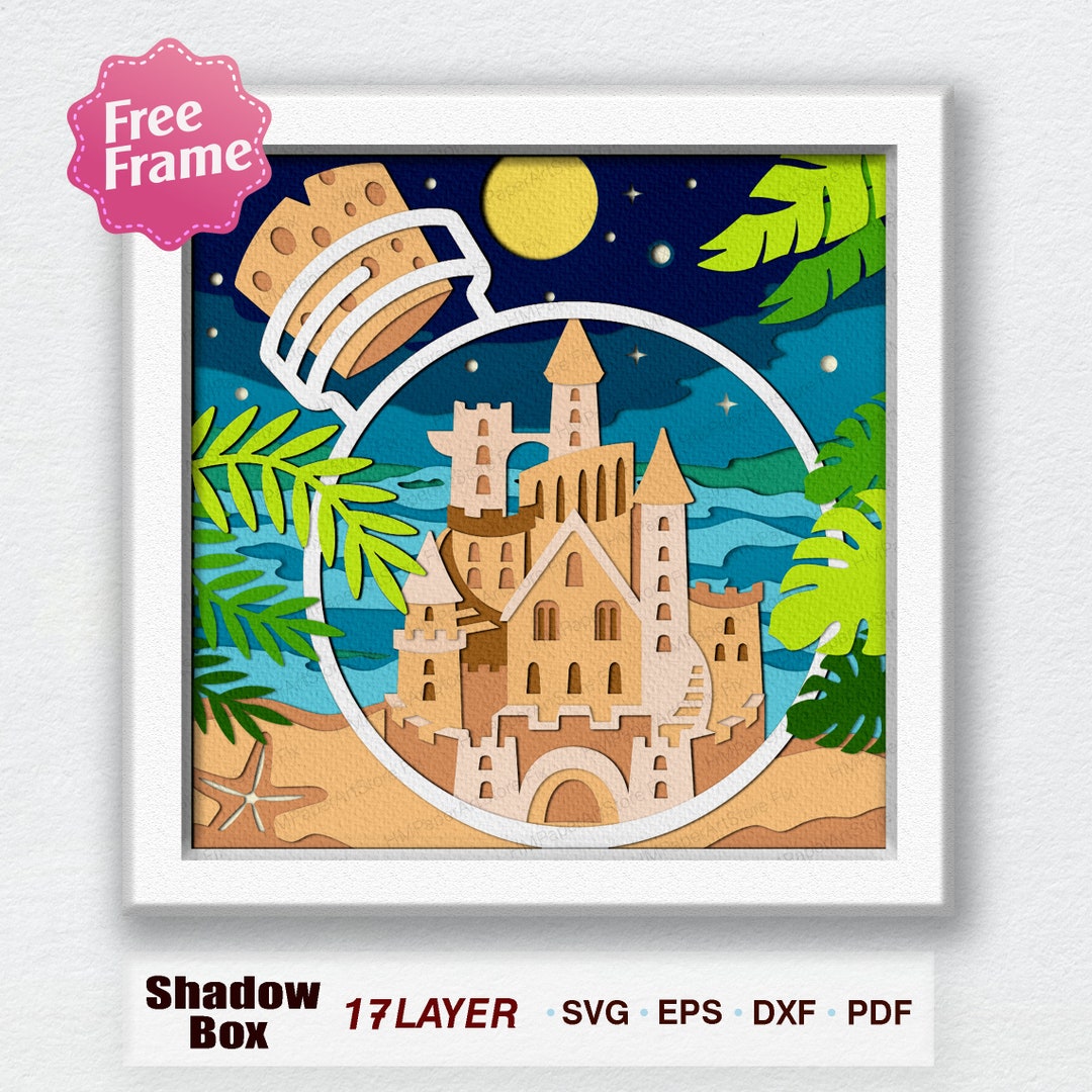 Mason Sand Castle Shadow Box Svg, Castle 3D Box, Sand Castle 3D Svg ...
