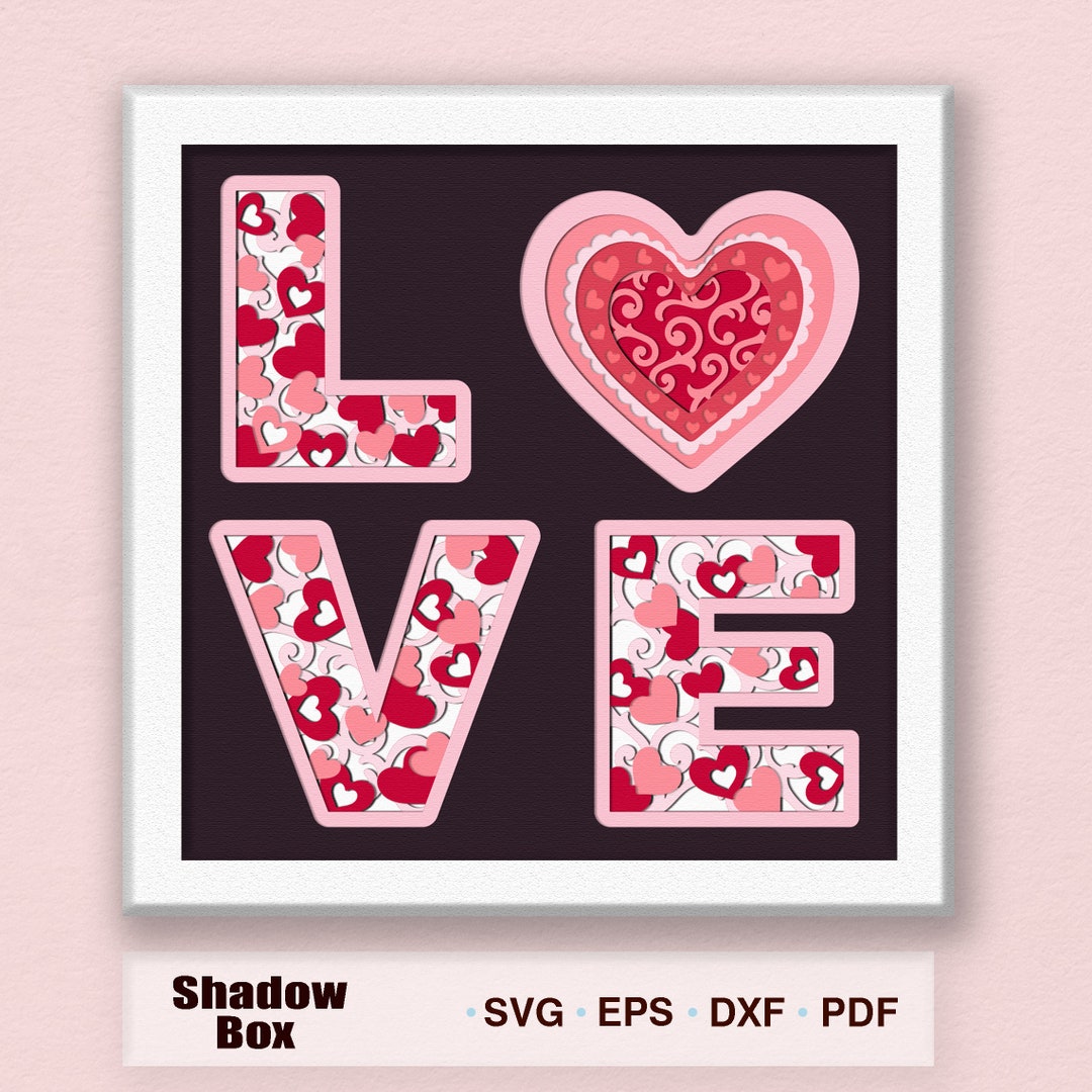 Love Shadow Box Svg, Love Valentine Shadow Box, Valentine Gift ...