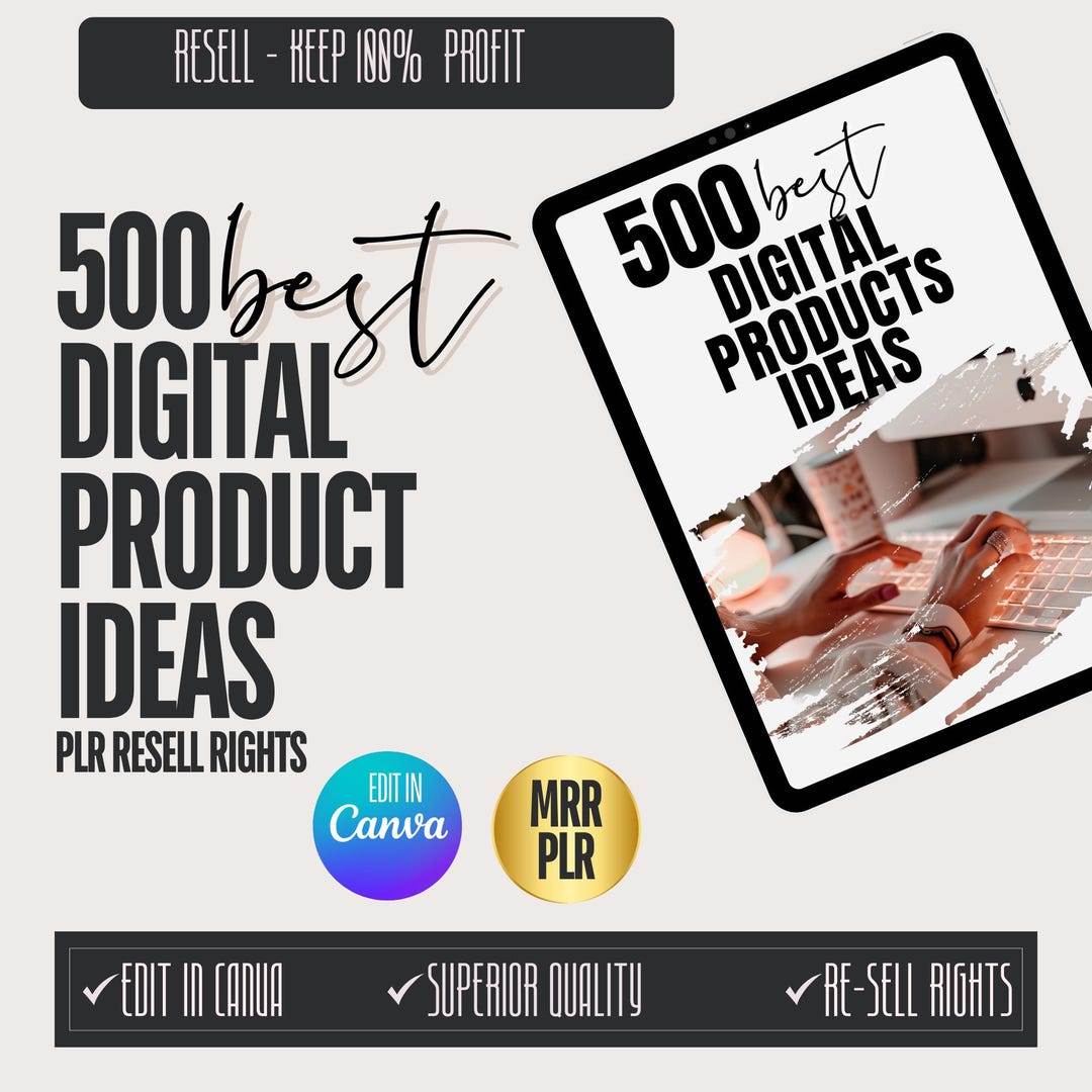 500 Digital Product Ideas Ebook: MRR PLR Canva Template (digital ...