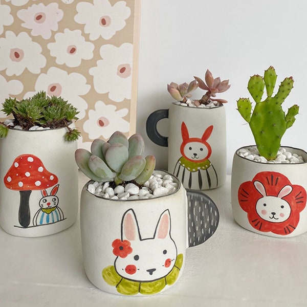 Rabbit Planter - Etsy