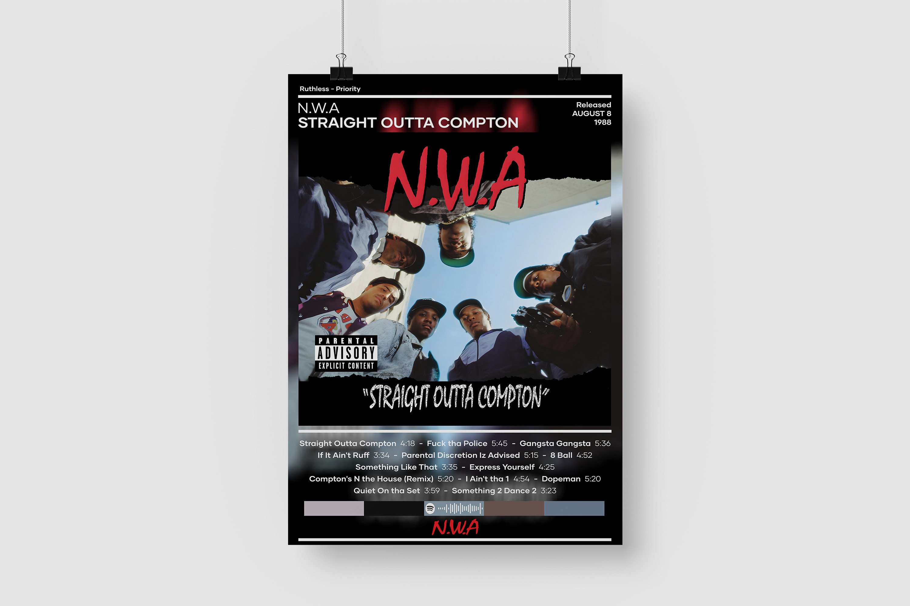 N.W.A Poster | Straight Outta Compton Poster | Music Poster | Album ...