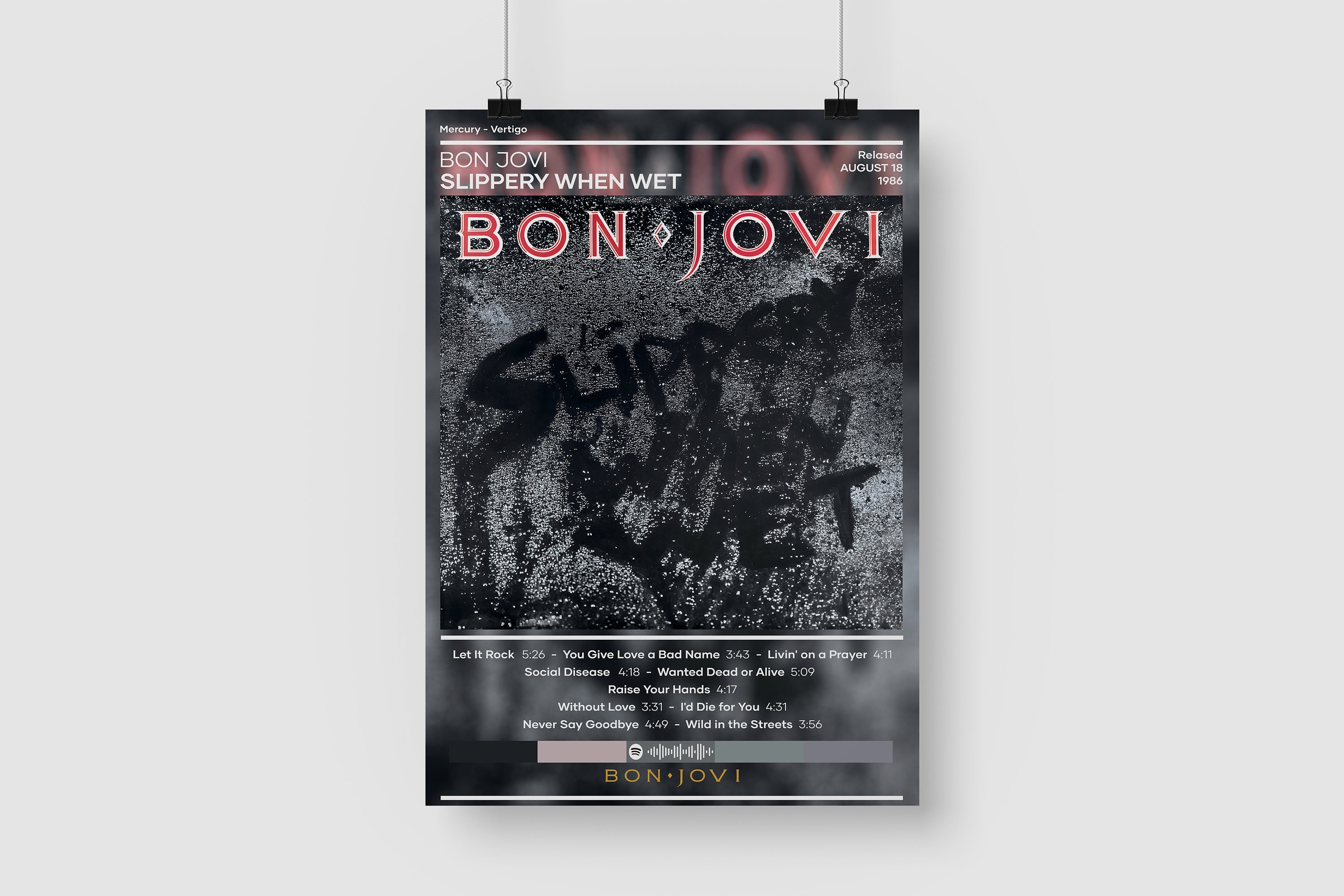 Bon Jovi Poster | Slippery When Wet Poster | Rock Music Poster sold by ...