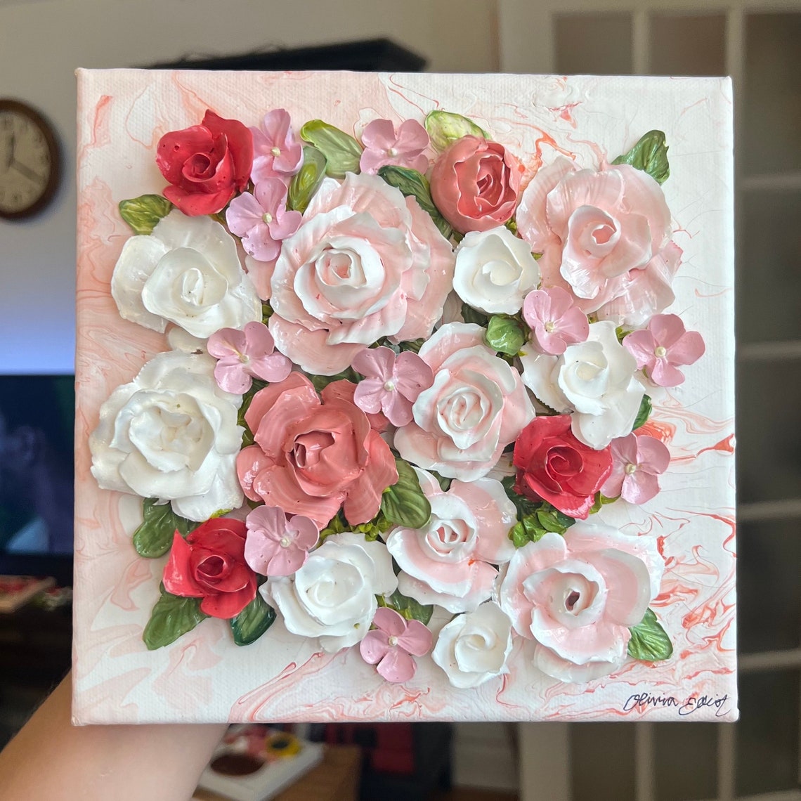 A Love Like This - Medium 8×8" - Tie Dye Drip Marbled 3D Acrylic Flower ...