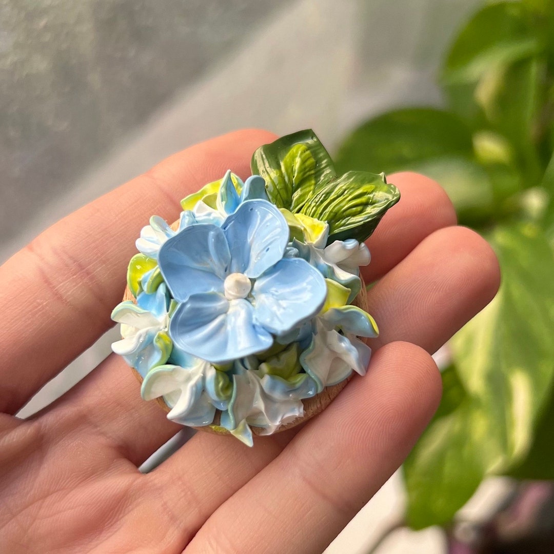 Electric Blue Lime Hydrangea Flower Fridge Magnets Mini 2 Gifts for Her ...
