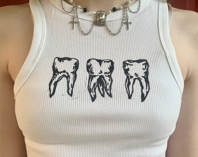 Hand-printed Linocut Teef Tank - Etsy