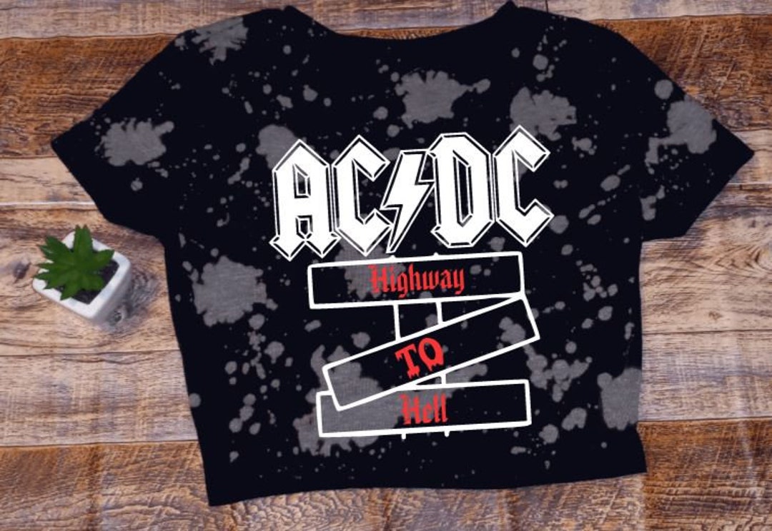 ACDC 80s Rock Band Crop Top Shirt Solid or Bleached Style Rock Band ...