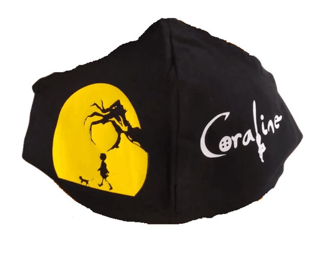 Coraline Fabric Face Mask Multiple Colors Yellow Moon Design - Etsy