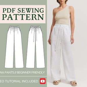 Pants Sewing Pattern PDF, Easy Sewing Pattern for Women's Linen Pants ...