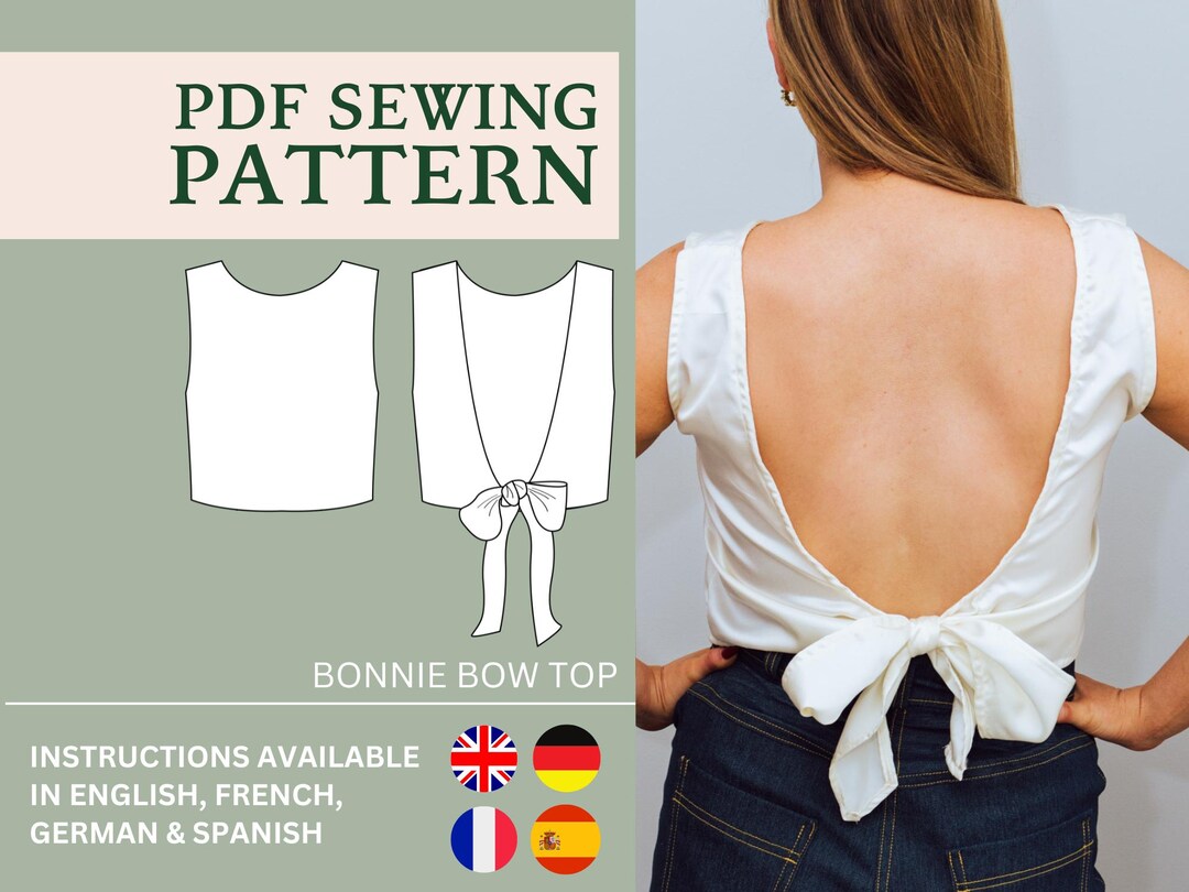 Tie Top Pattern – Crop Top Pattern, Open Back Pattern, Tie Back Top ...