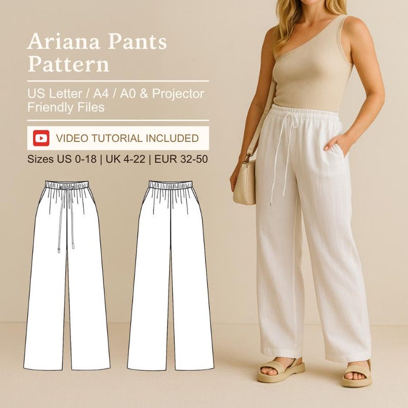 Pants Sewing Pattern PDF, Sewing Pattern Bundle, Easy Sewing Pattern ...