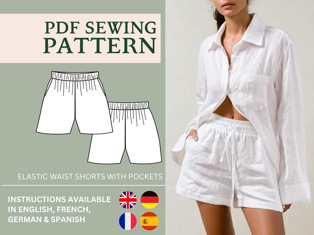 Easy Shorts Pattern – Elastic Shorts PDF, Linen Shorts Pattern, Short ...