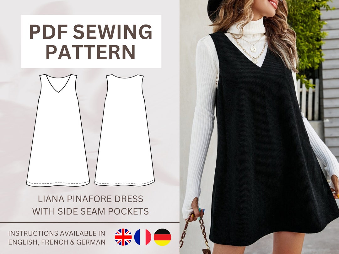 Shift Dress Pattern, Linen Dress Pattern, V Neck Dress Pattern, Tunic ...