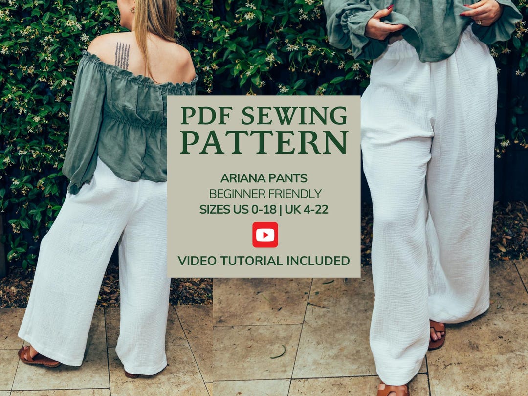 Pants Sewing Pattern PDF, Easy Sewing Pattern for Women's Linen Pants ...