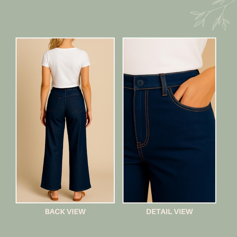 Wide Leg Pants PDF Pattern - Jeans Pattern, Digital Pdf Sewing Pattern ...