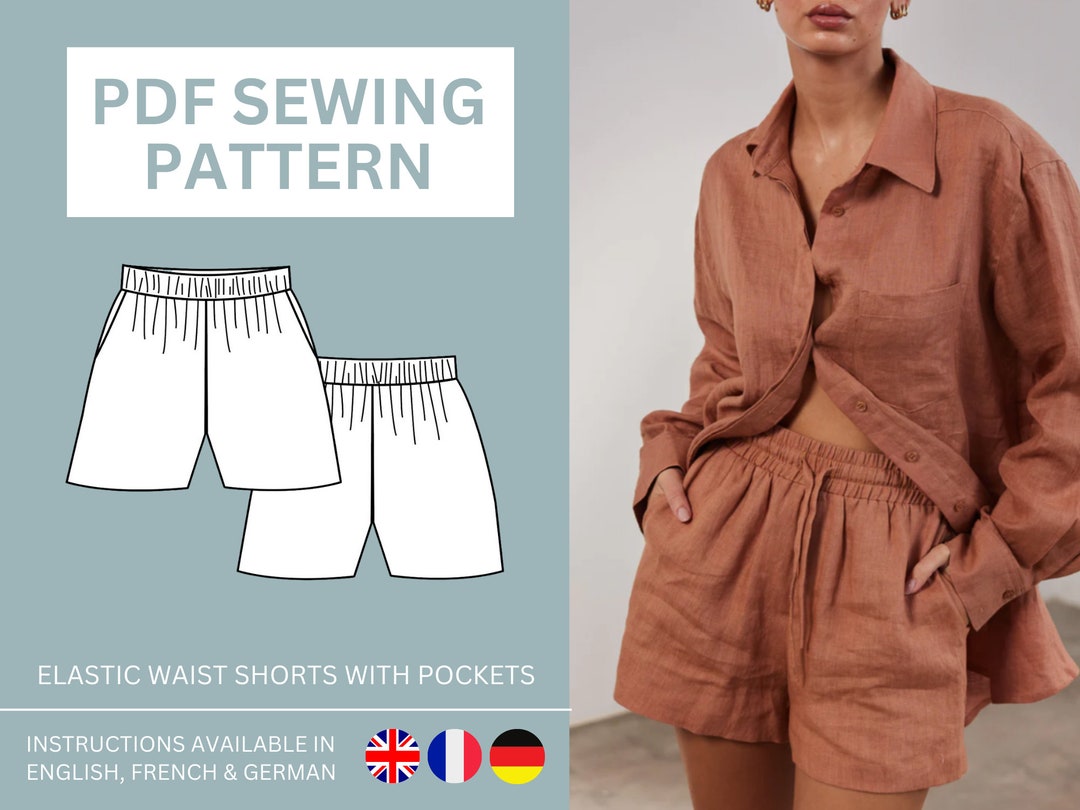 Shorts Casual Comfy Sewing Pattern XS-XXL Loungewear, Pajamas, Exercise ...