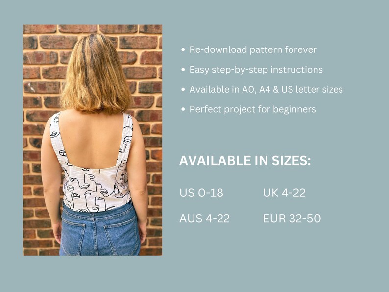 Swing Top Digital PDF Sewing Pattern US Sizes 0-18 uk/aus 4-22 Size ...