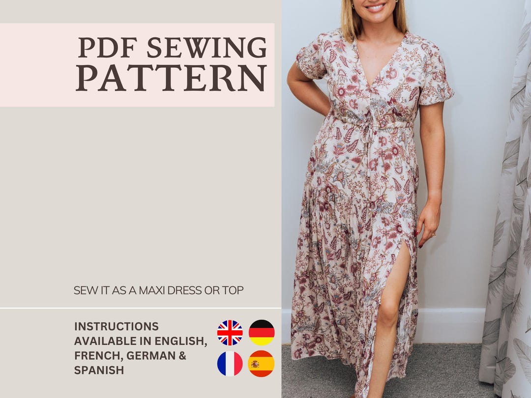 Maxi Dress Pattern PDF – Beginner Sewing Tutorial, DIY Dress Pattern ...