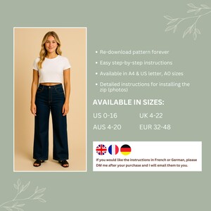 Wide Leg Pants PDF Pattern - Jeans Pattern, Digital Pdf Sewing Pattern ...