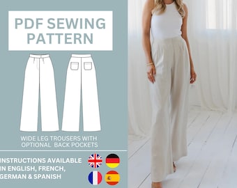 Pants Sewing Pattern PDF, Easy Sewing Pattern for Women's Linen Pants ...