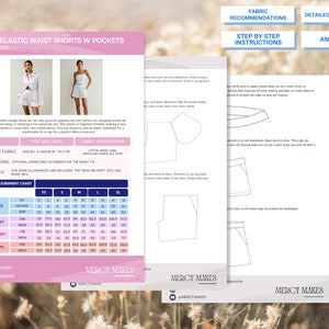 Shorts Casual Comfy Sewing Pattern XS-XXL Loungewear, Pajamas, Exercise ...