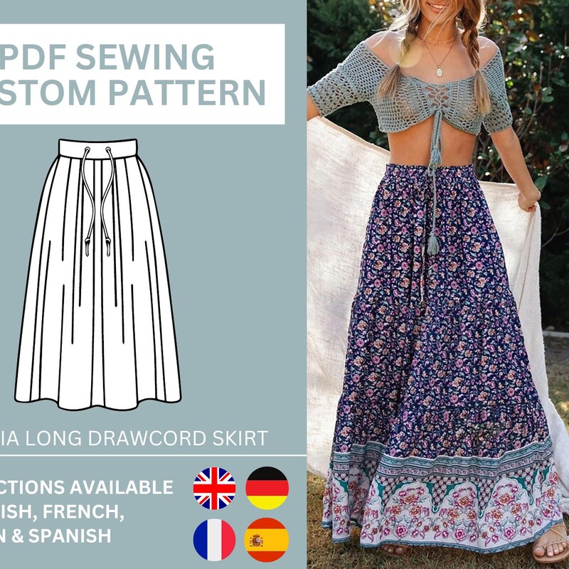 Long Skirt Pattern - Etsy