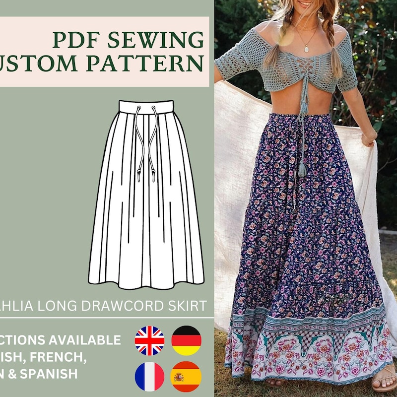 Long Skirt Pattern - Etsy